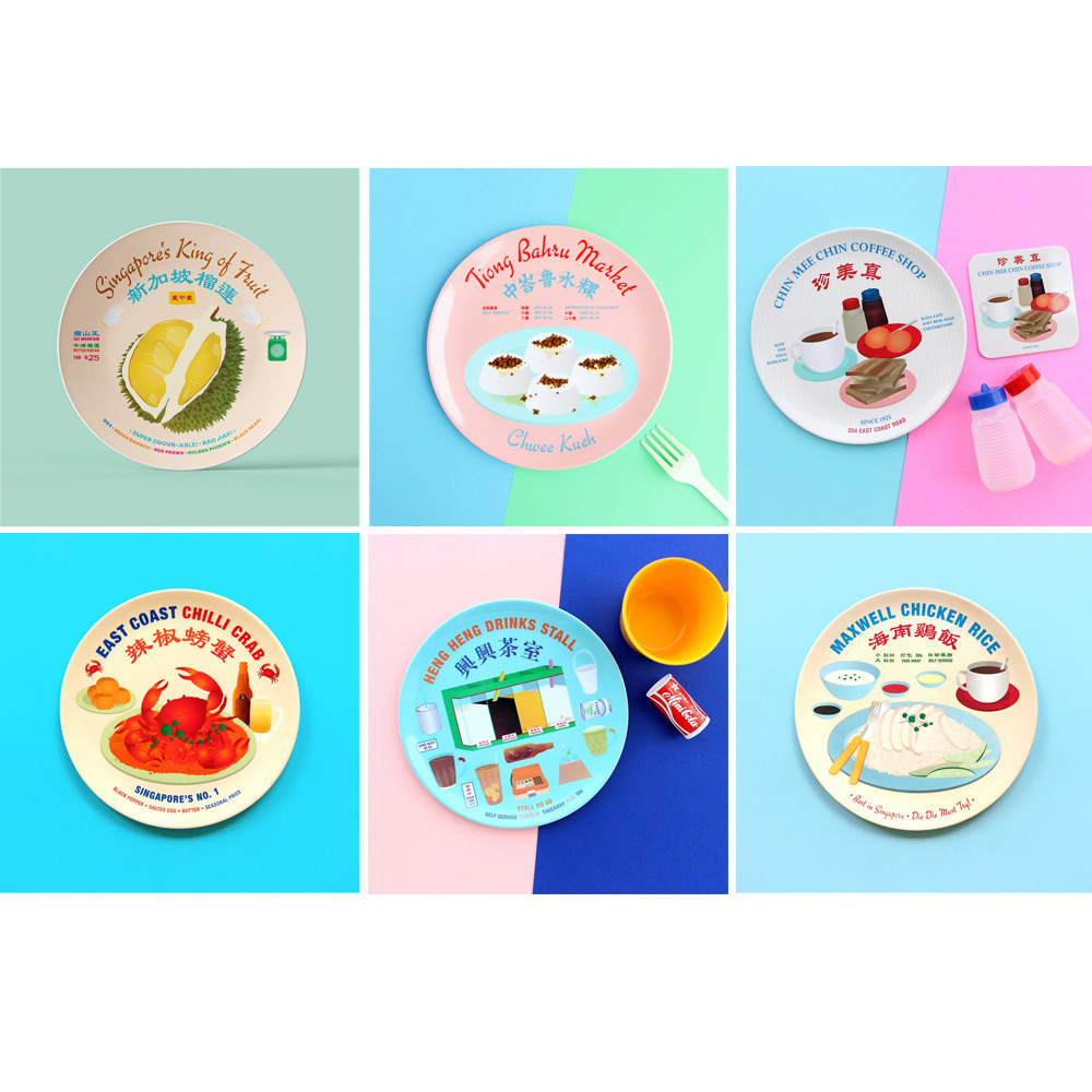 Singapore Gift Souvenir Plate – Hawker Chicken Rice / Chwee Kueh / Kaya ...