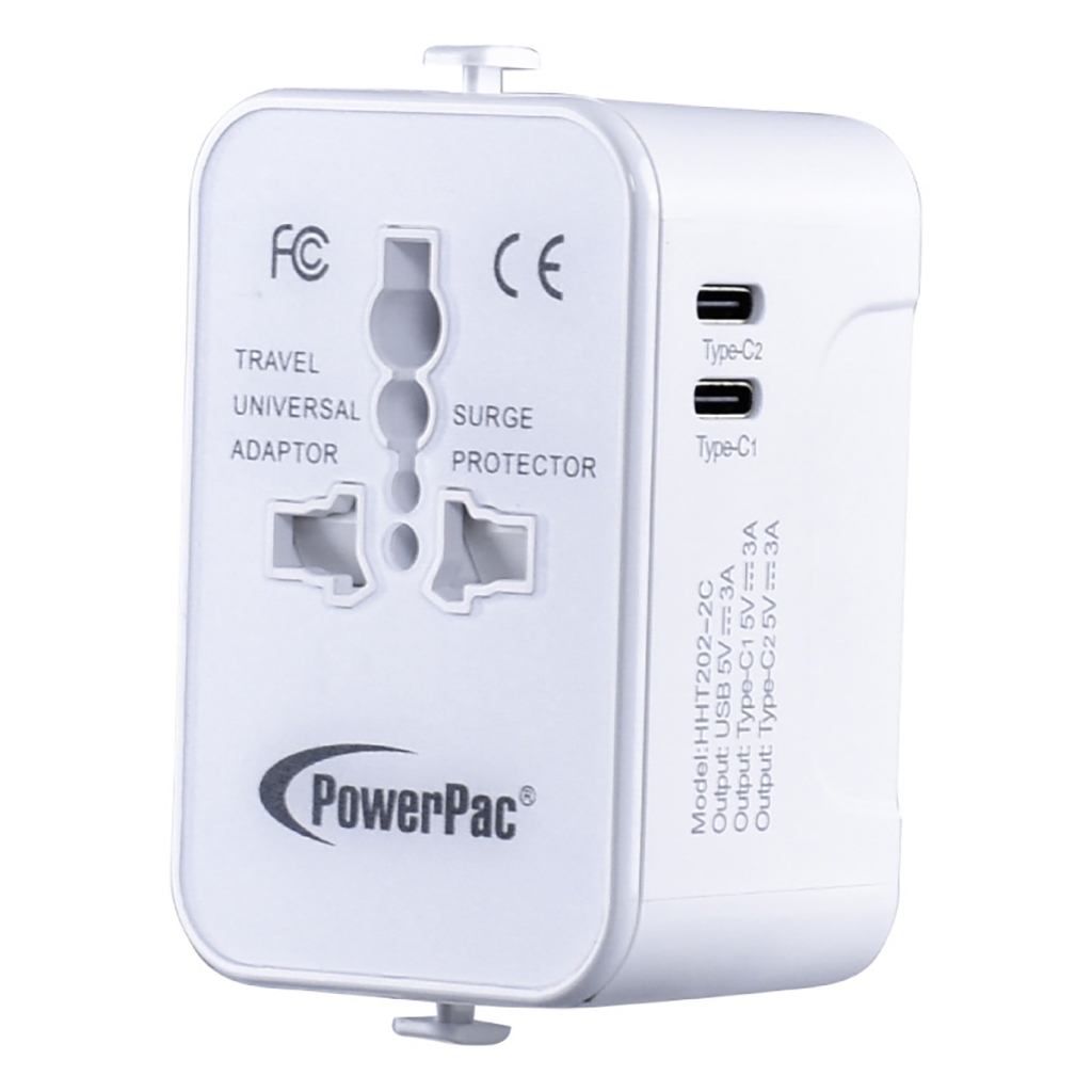 PowerPac Multi Adapter | Travel Adapter With 1x USB + 2xType-C Charger ...