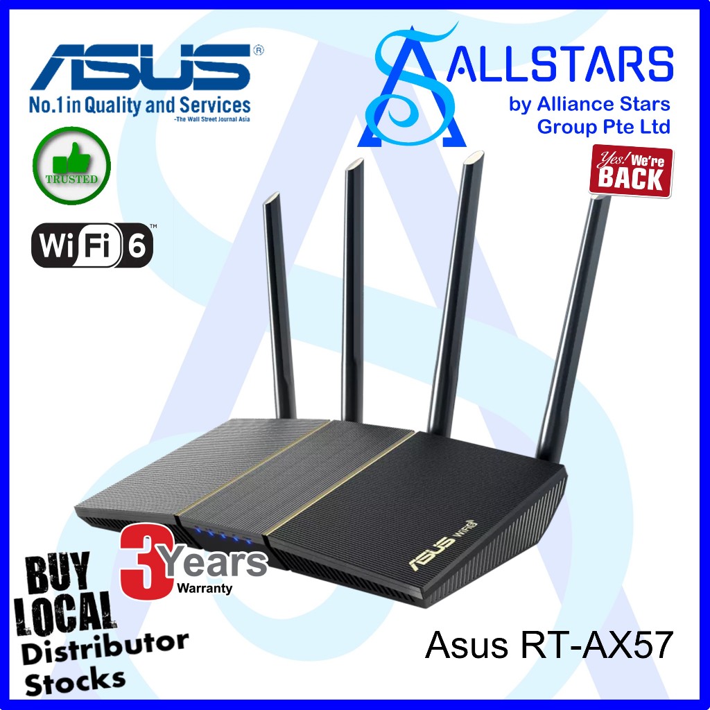ASUS RT-AX57 AX3000 Dual Band Wireless AX Router (Warranty 3years with ...