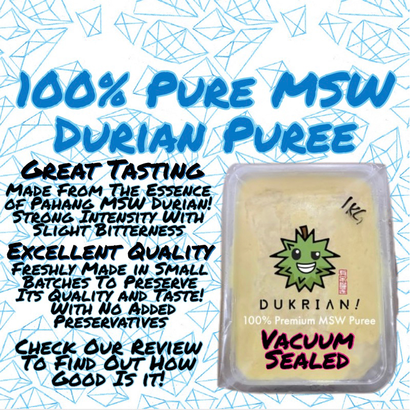 (Dukrian!) 1KG Premium MSW Durian Puree Paste ! Fast Next Day Delivery ...