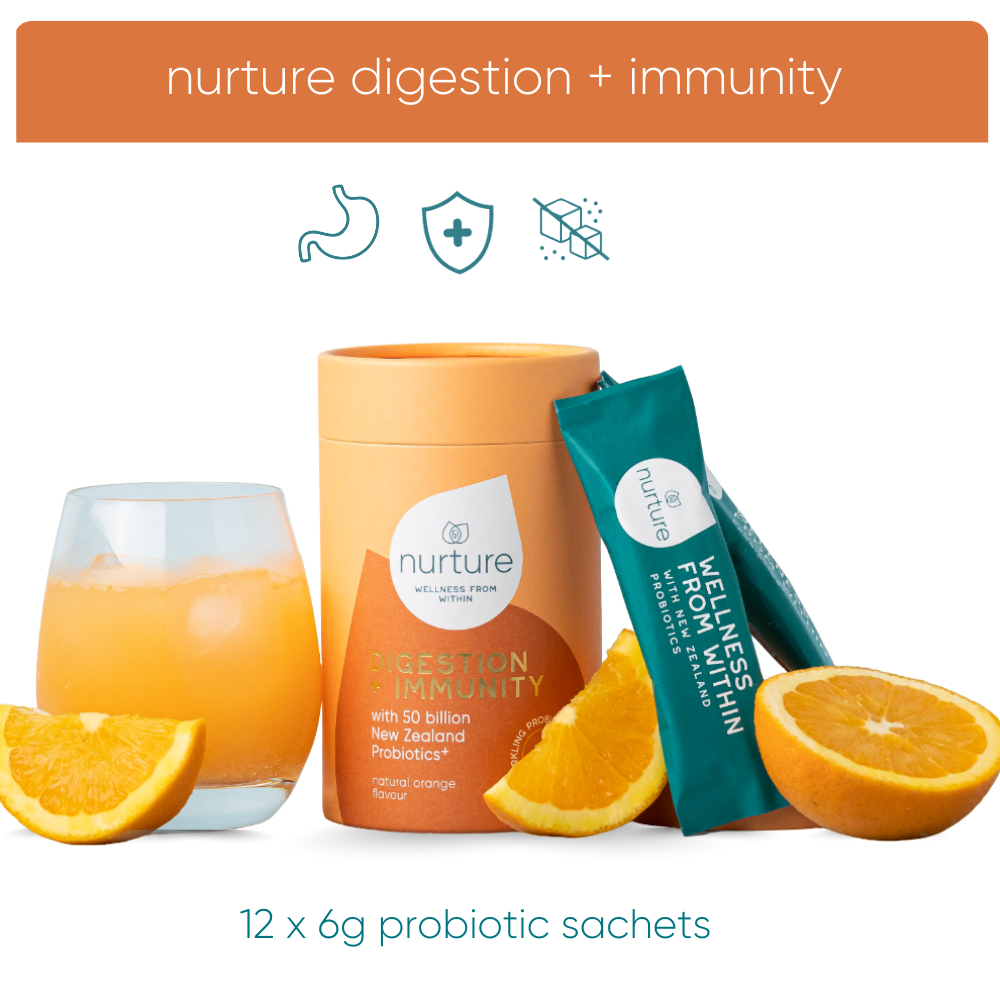 Nurture Digestion + Immunity Probiotic - Natural Orange - 12 x 6g ...