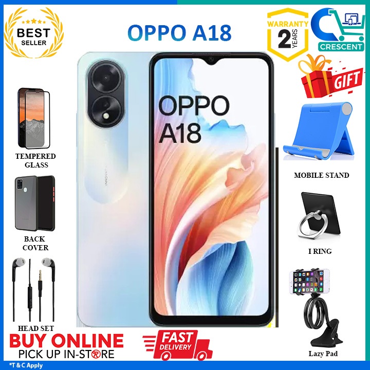 OPPO A18 || 4GB + 64GB & 4GB RAM + 128 GB || Brand New || With 2 Years ...