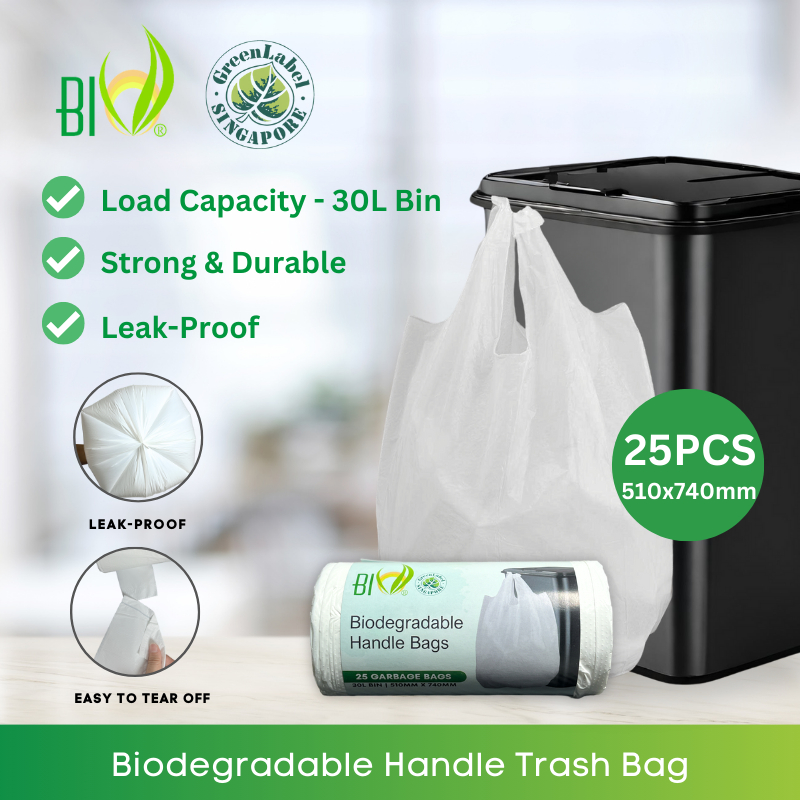 [30L/50L] BIO Biodegradable Handle Bags/Trash Bag/Garbage Bag *New ...