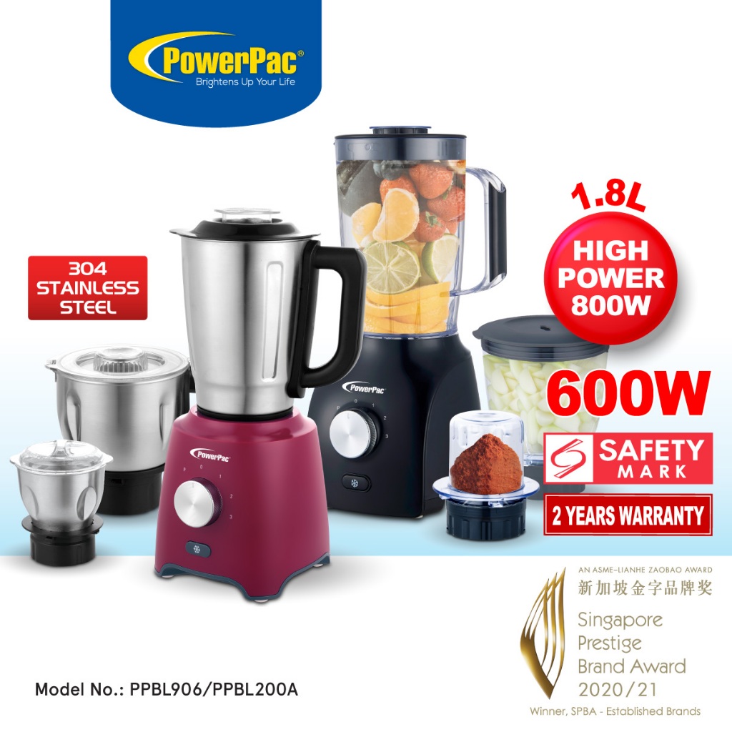PowerPac High Power Blender, 3 IN 1 Multi-functional S/S Blender with ...