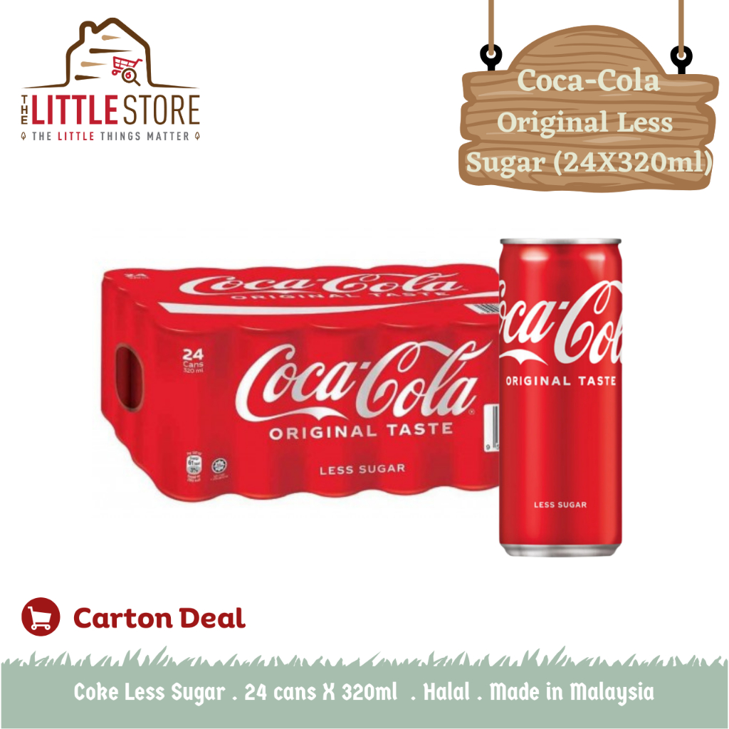 [Carton Deal / Bundle of 3 Cartons] Coca-Cola Original Less Sugar 24 ...