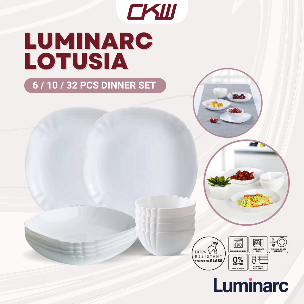 Luminarc Lotusia 6 pcs Dinner Set, [ Plate Dinner Soup Deep Rice Bowl ...