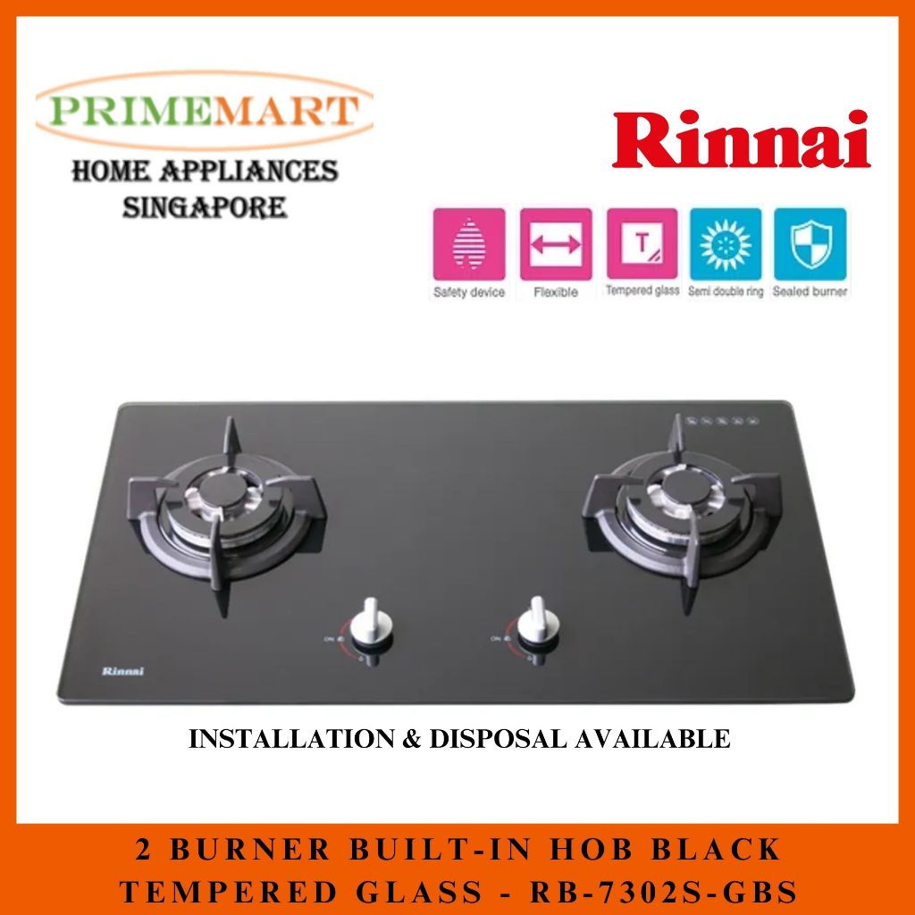 RINNAI RB-7302S-GBS 2 BURNER BUILT-IN HOB BLACK TEMPERED GLASS *INSTALLATION AVAILABLE | Shopee ...