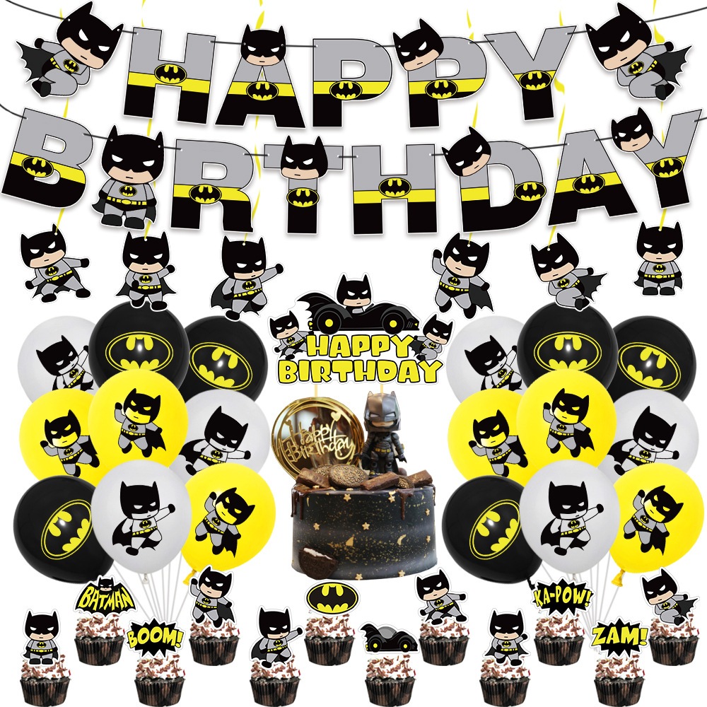 Batman Junior Birthday Decoration Theme: Happy Birthday Banner, Cake ...
