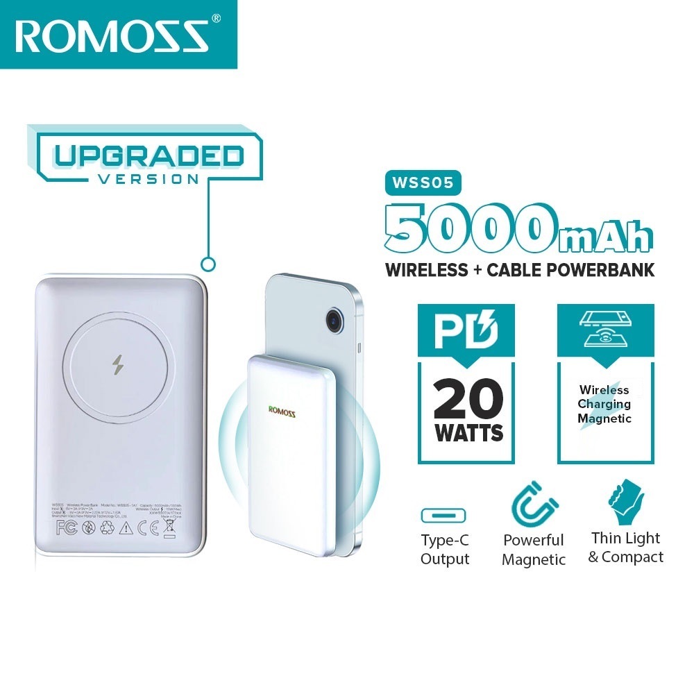 Romoss WSS05 5000mAh PD20W Wireless PowerBank Fast Charging Compact ...