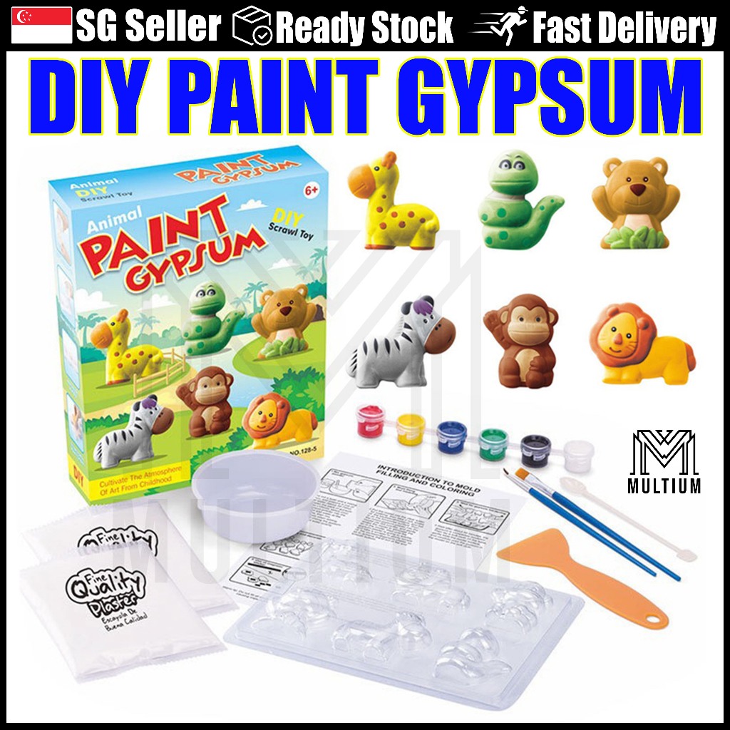 (Portrait Box) DIY Paint Gypsum - Animal | Kid Plaster Painting | Art ...
