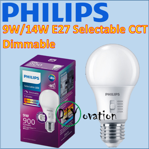 Philips 9W/ 14W E27 LED bulb/ 5 Selectable Light color temperature ...