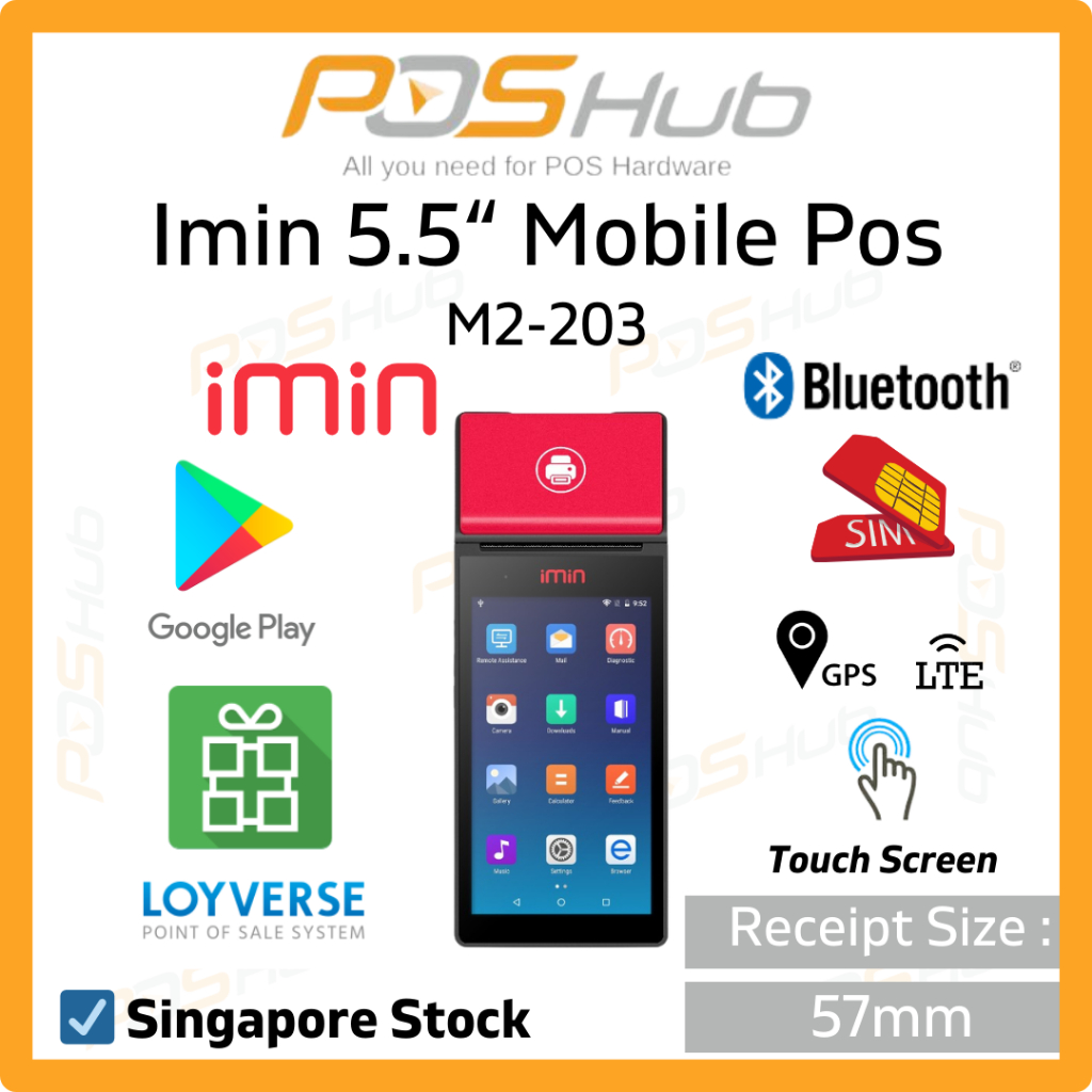 IMIN Mobile POS Android Terminal with 58mm Printer M2-203 1+8GB ...