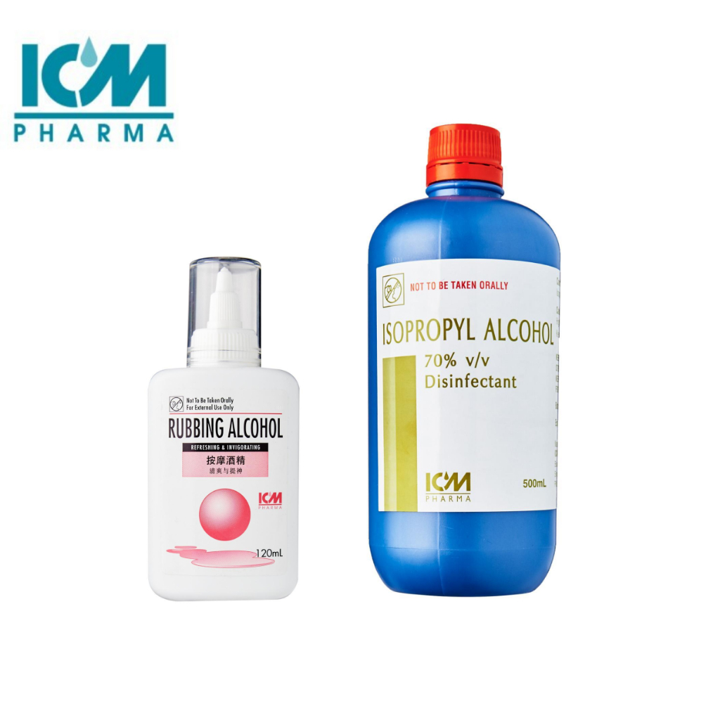 ICM Pharma Rubbing Alcohol and 70% Isopropyl Alcohol 120ML 500ML Clean ...