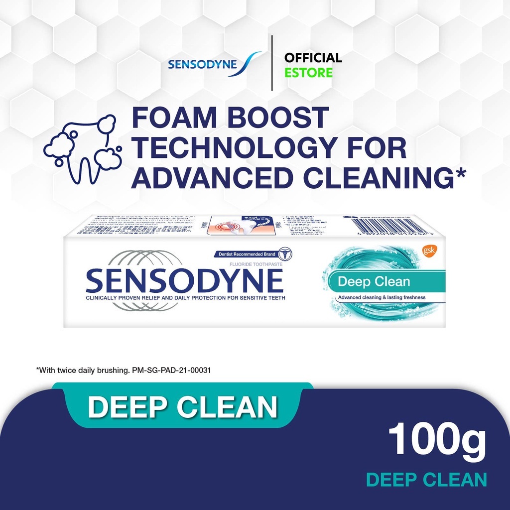 SENSODYNE Toothpaste Deep Clean, 24h Sensitivity Protection, Helps ...