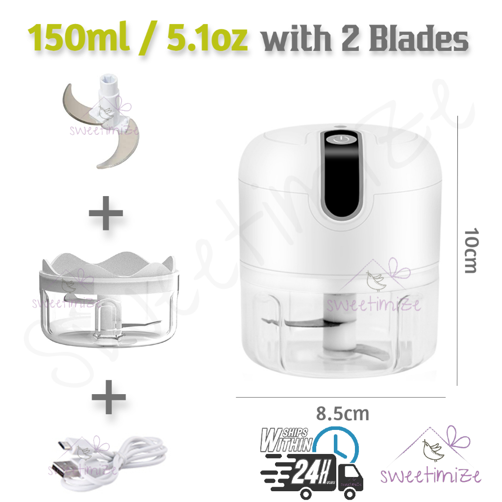 🇸🇬 Kitchen Mini Electric Food Processor/Rechargeable Garlic Blender/USB ...