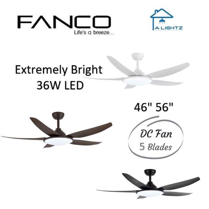 Fanco Tributo 36W Extremely Bright LED DC Ceiling Fan 46/56 inches with ...