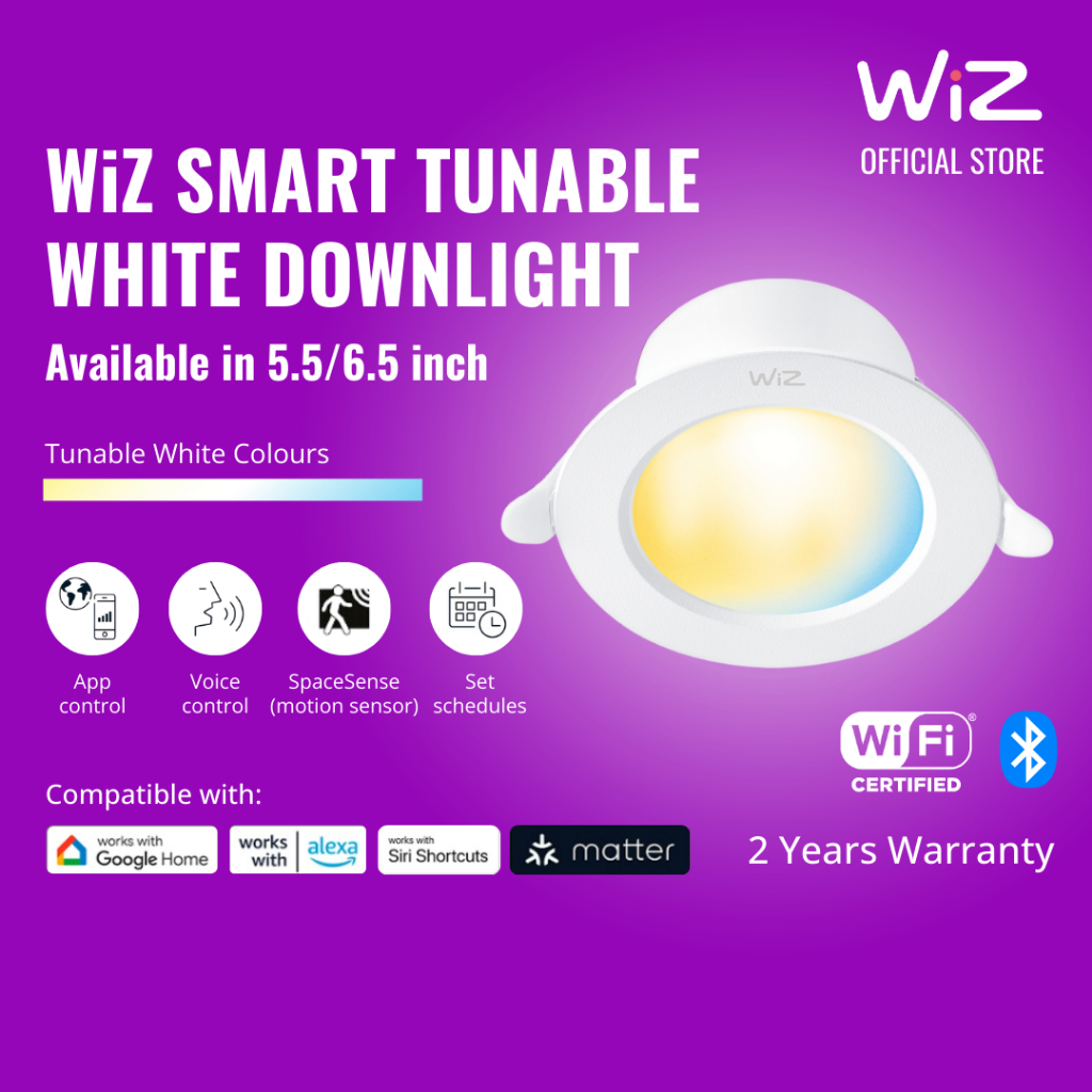 WiZ Smart Wifi Tunable White Downlight | 12.5W/ 17W | 2700K to 6500K ...