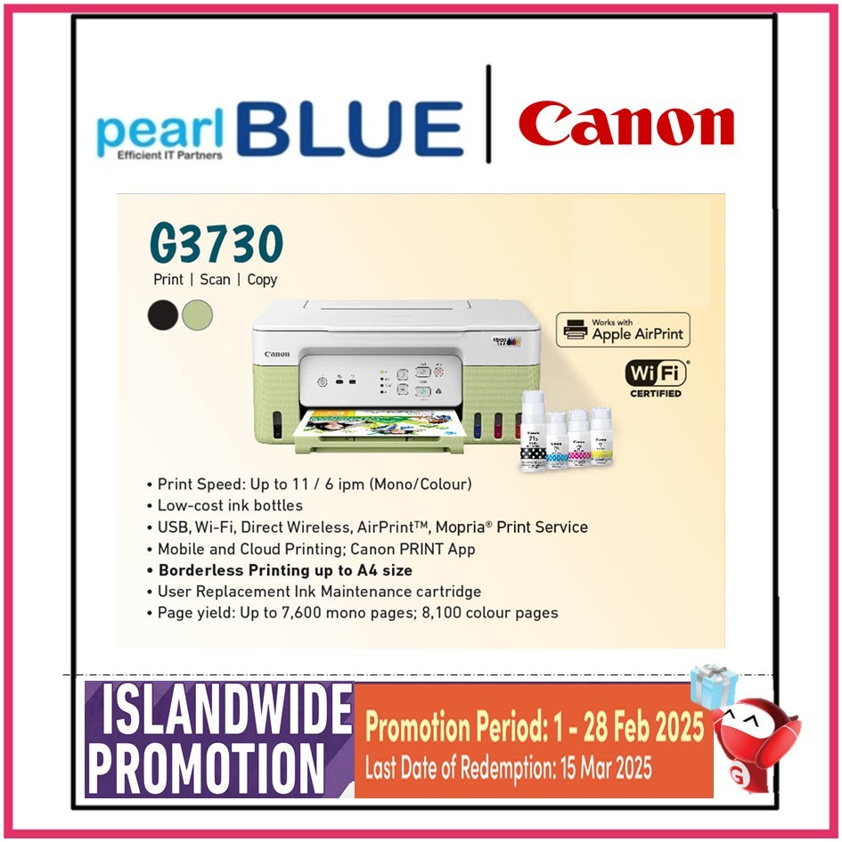 [READY STOCK] Canon Pixma Inktank Printer G3730 Yellow Green | Black ...