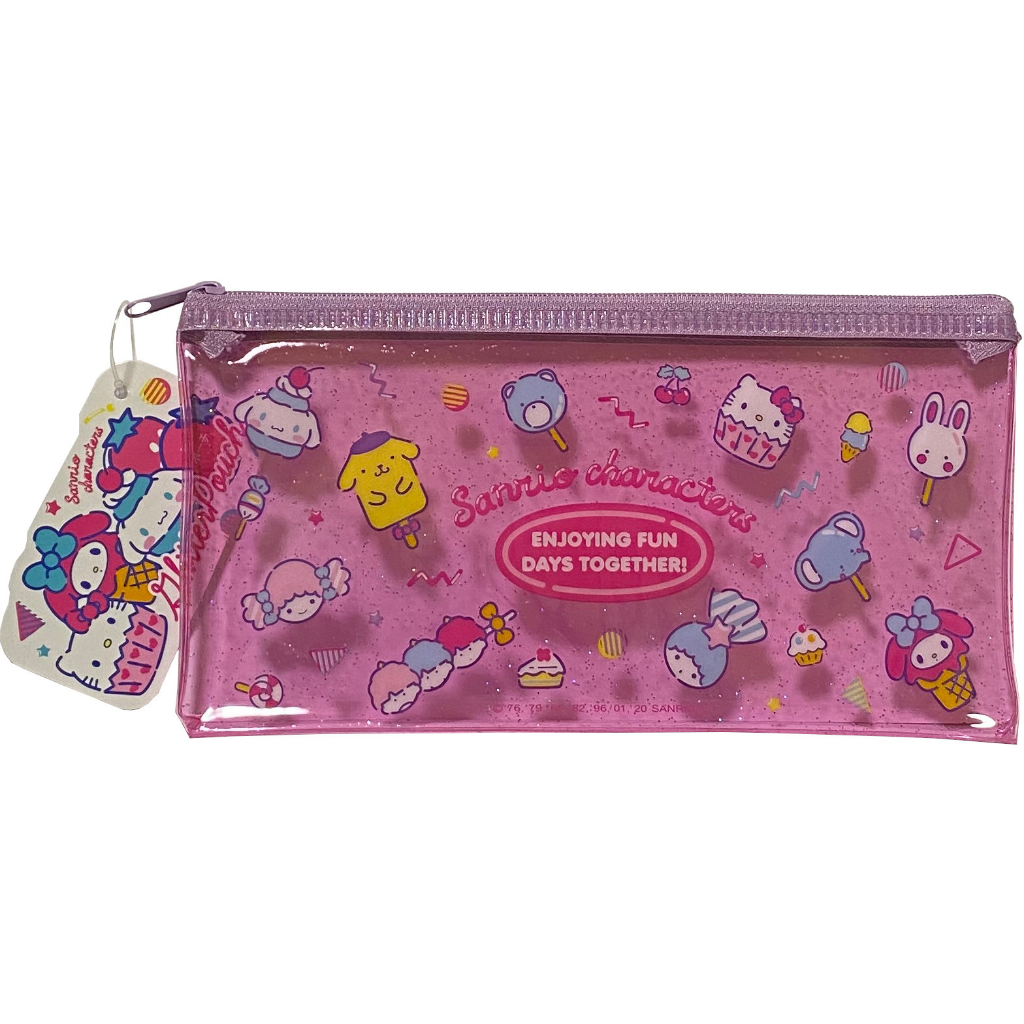 【Direct from Japan】Sanrio Flat Vinyl Glitter Pouch 20×10 cm Zipper Pen ...