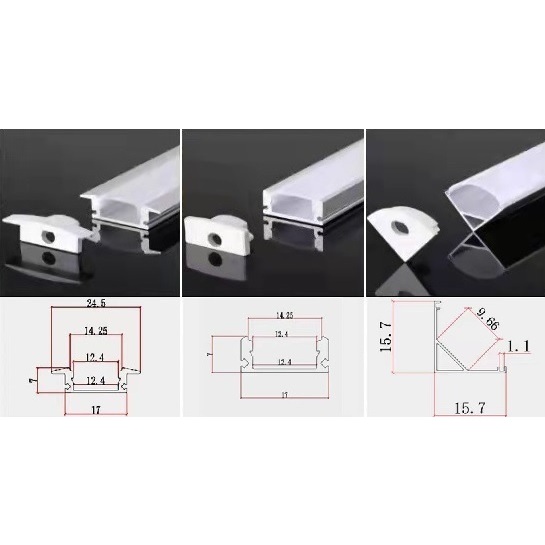 LED Strip Light Aluminium Casing Diffuser Cover Profile V U YW Channel ...
