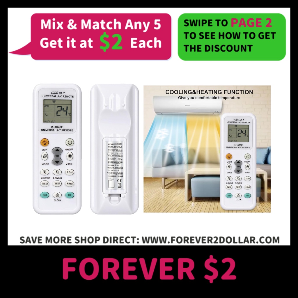 (FOREVER $2) 1000 In 1 Universal Aircon Remote Control Controller A/C ...