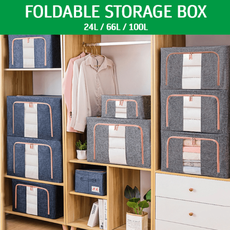 SG Foldable Storage Box 24/66/100L /Clothes Organizer /Stackable ...