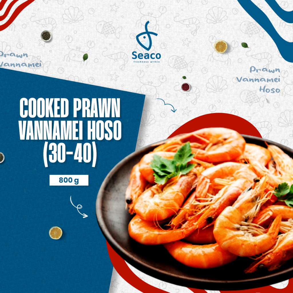 [seaco] Cooked Prawn Vannamei Hoso 30 40 800g Shopee Singapore
