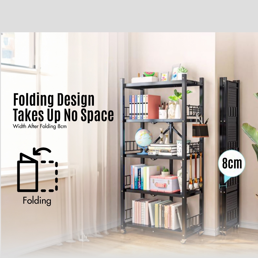 [HOUZE] 3|4|5 Tier Foldable Crossline Storage Shelf (L: 72cm W:34cm ...