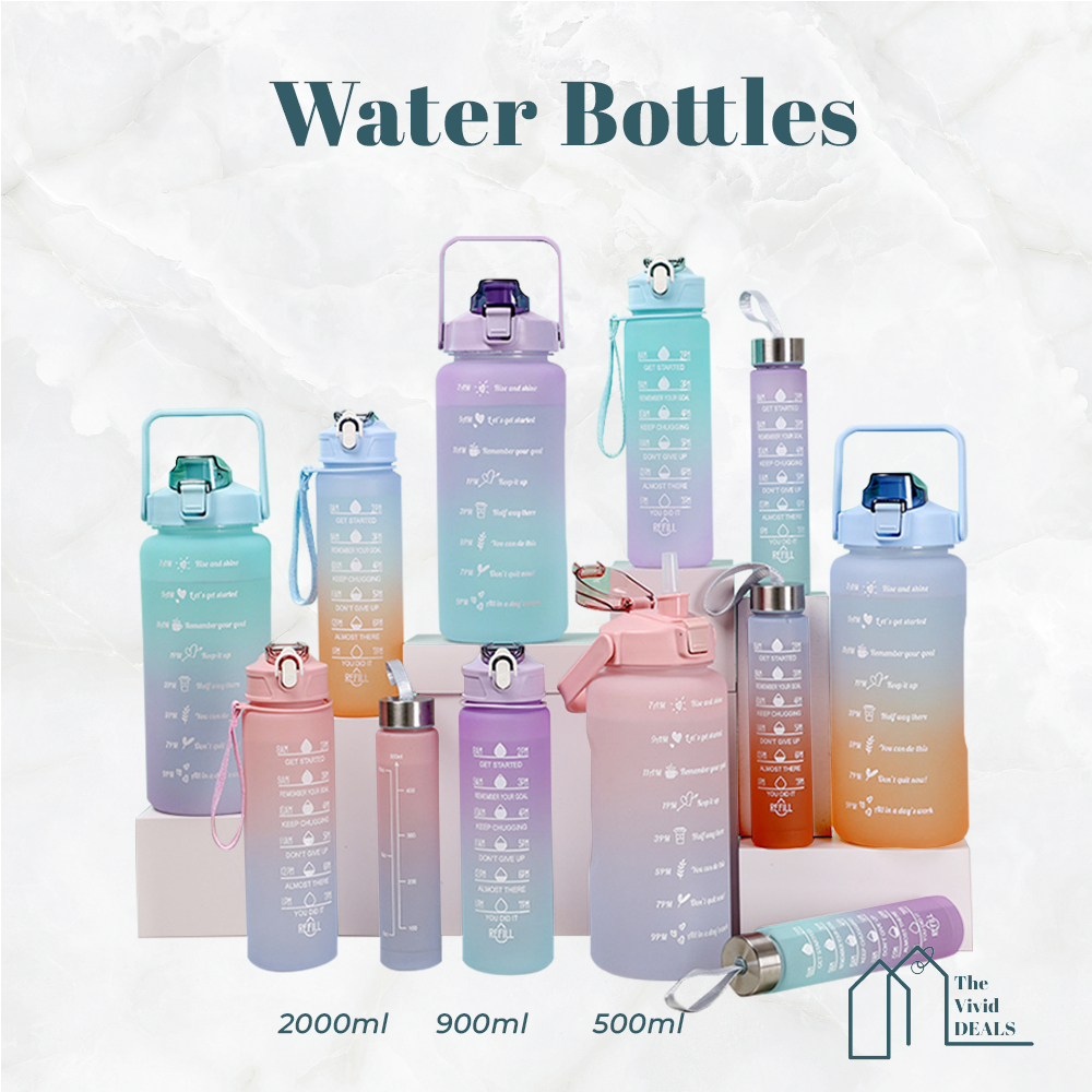 2000ML/900ML/750ML/500ML/300ML Water Bottle with Straw Large Capacity Tumbler | Shopee Singapore