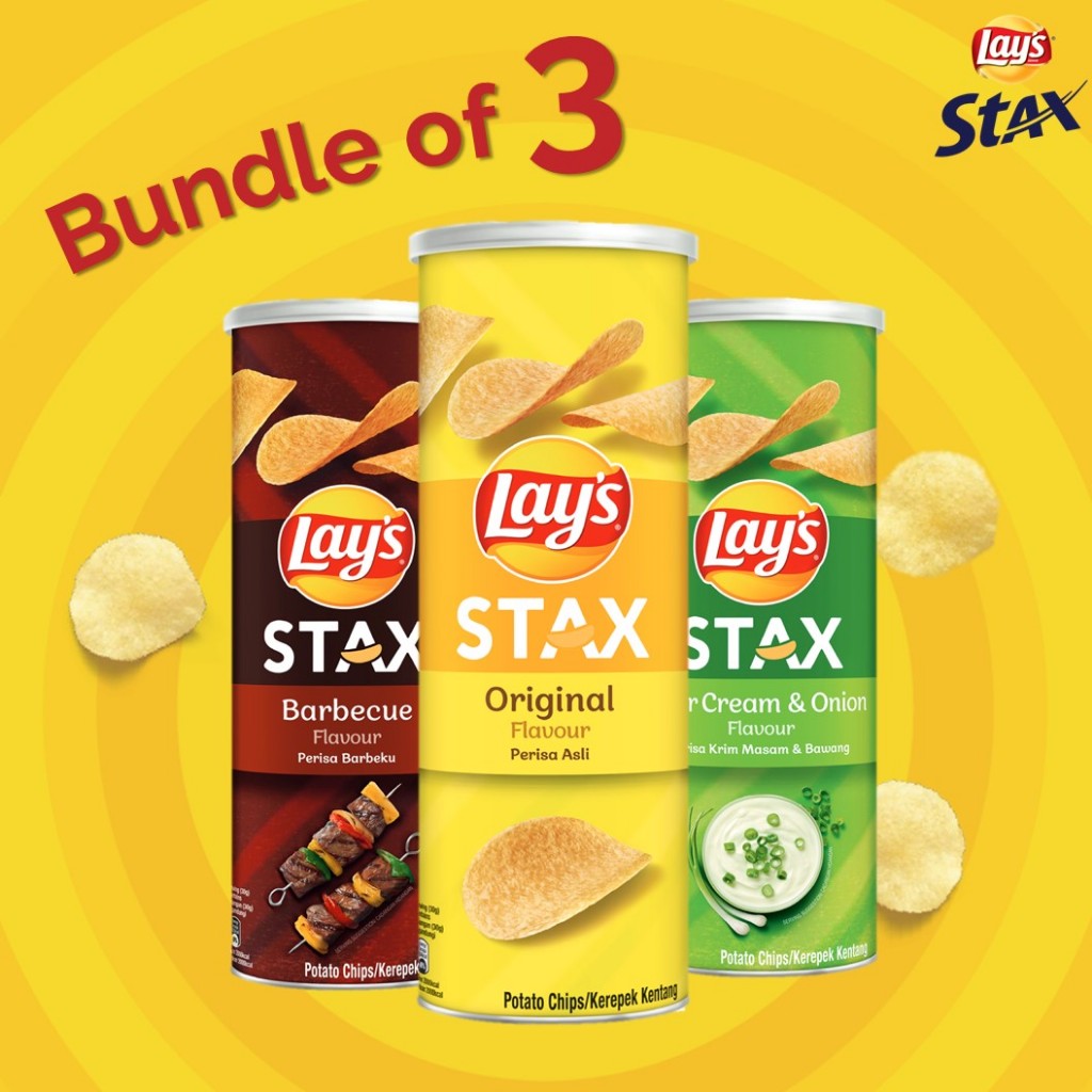 (Bundle of 3) Lay's Stax Original/ Sour Cream & Onion/ BBQ / Extra ...