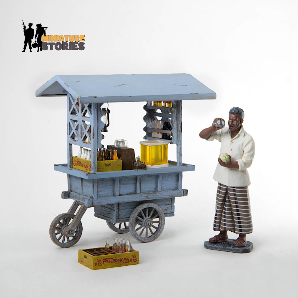 Singapore Miniature 1950s Ice Ball Vendor Hand-Painted Metal Figurine ...