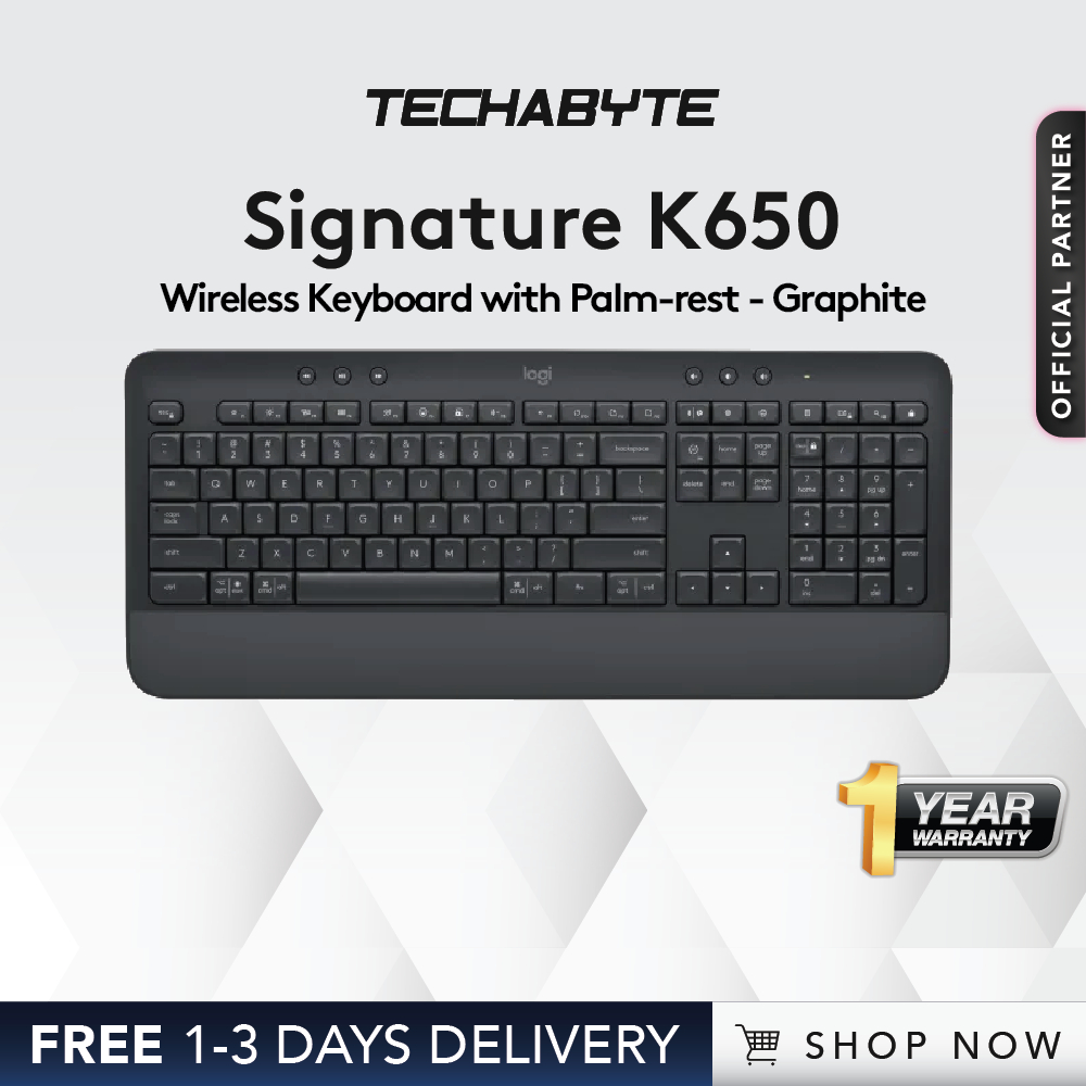 Logitech Signature K650 Wireless Keyboard (Graphite/ Off White ...