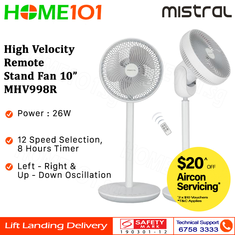 Mistral Mimica High Velocity Stand Fan With Remote Control 10Inch ...