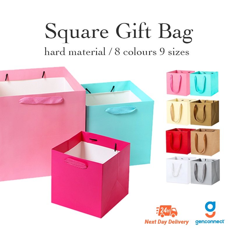 Square Colour Paper Bag Cake carrier Gift bag Kraft Paper Bags Gift ...