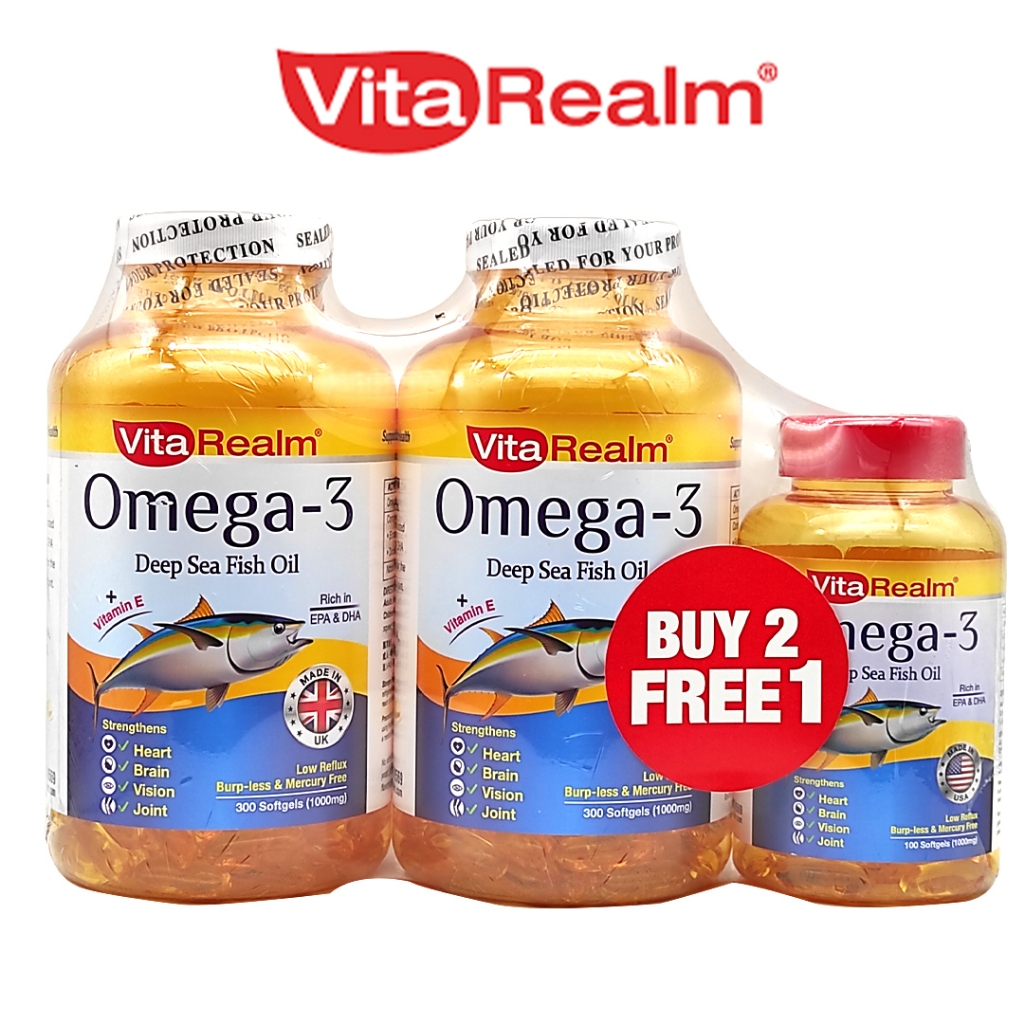 VitaRealm Omega-3 Deep Sea Fish Oil (300softgels+ 300softgels ...