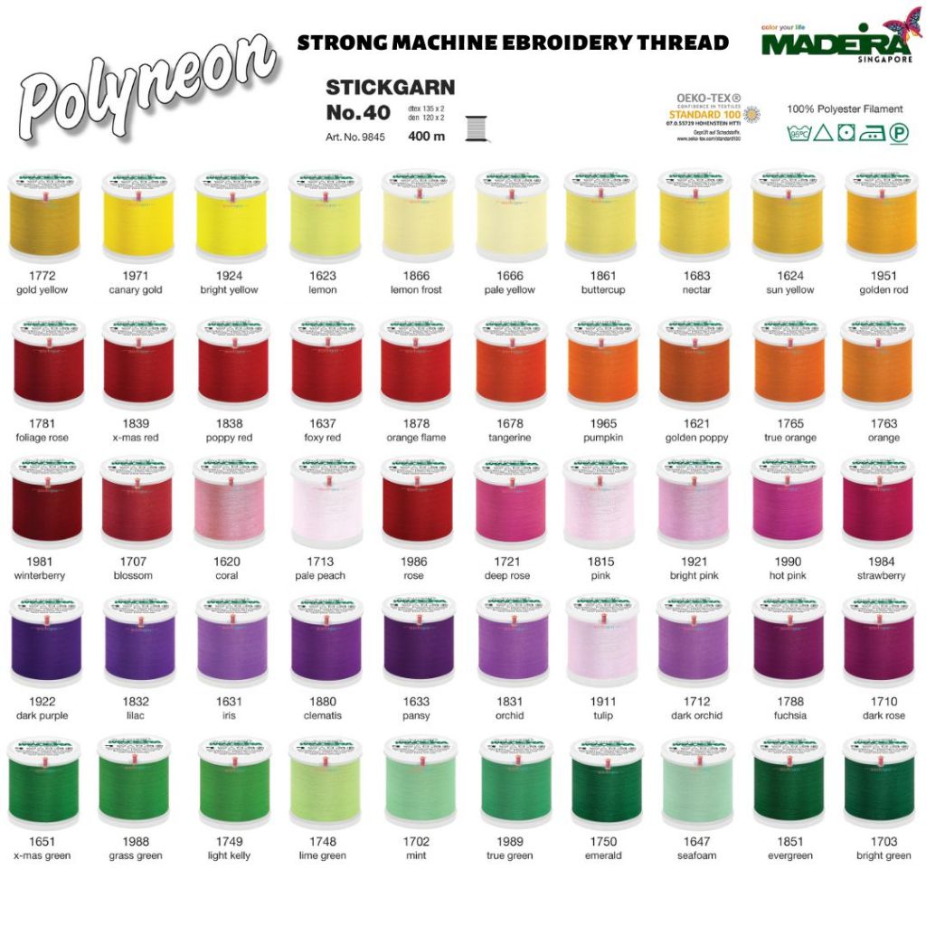400m Madeira Strong Embroidery Thread, Polyneon | Shopee Singapore