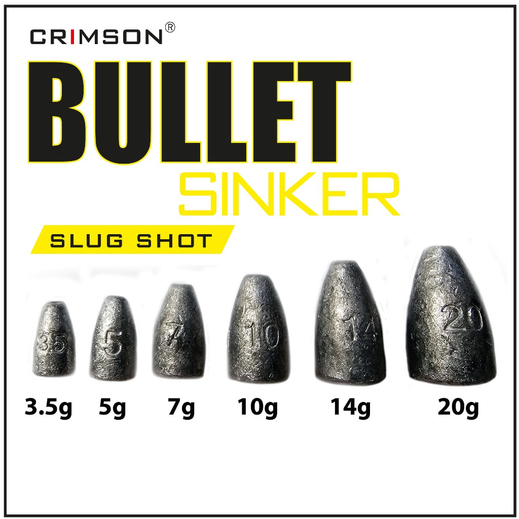 Crimson Bullet Sinker for UL fishing and Casting with Rubbers, Great for shore and pond fishing ...