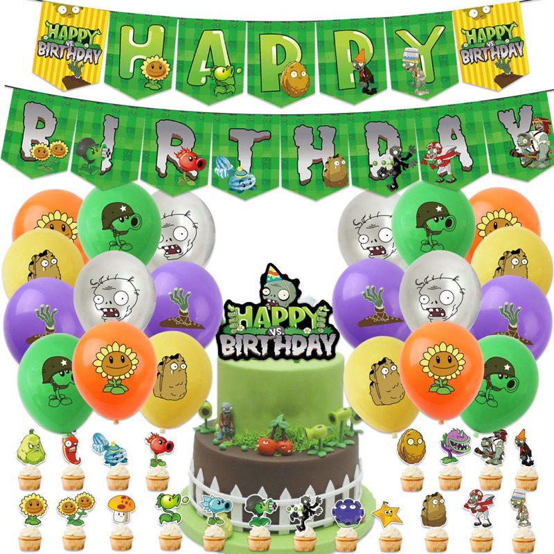 [SG Seller] Plants Vs Zombies Theme B PVZ Balloons Set Birthday Party ...
