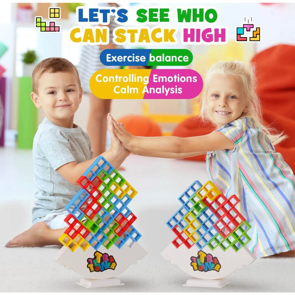 [SG]16PCS Tetra Tower Balance Stacking Building Blocks Board Game for ...