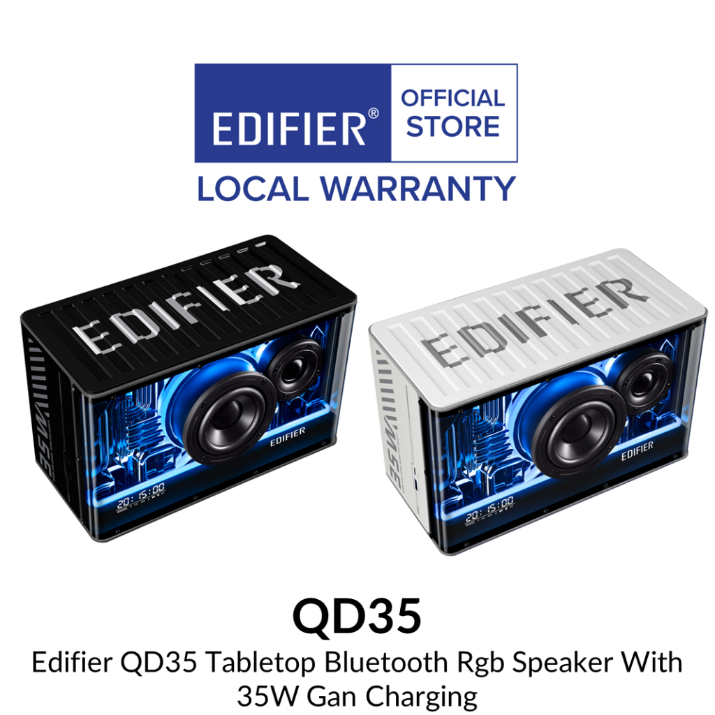 Edifier QD35 White Tabletop Bluetooth Speaker With 35W Gan Charging ...