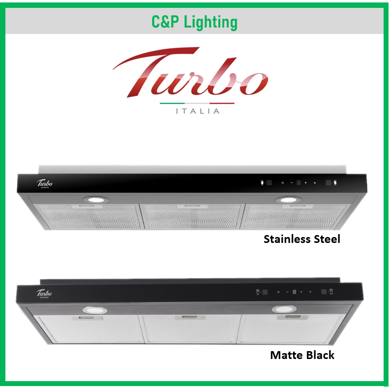 Turbo Italia 90cm Stainless Steel Slimline Cooker Hood Dual Motor with ...
