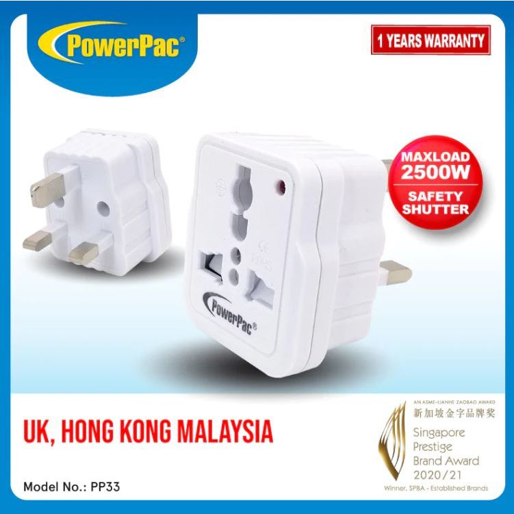 PowerPac Universal Travel Adapter (PP33) UK, Hong Kong Malaysia ...