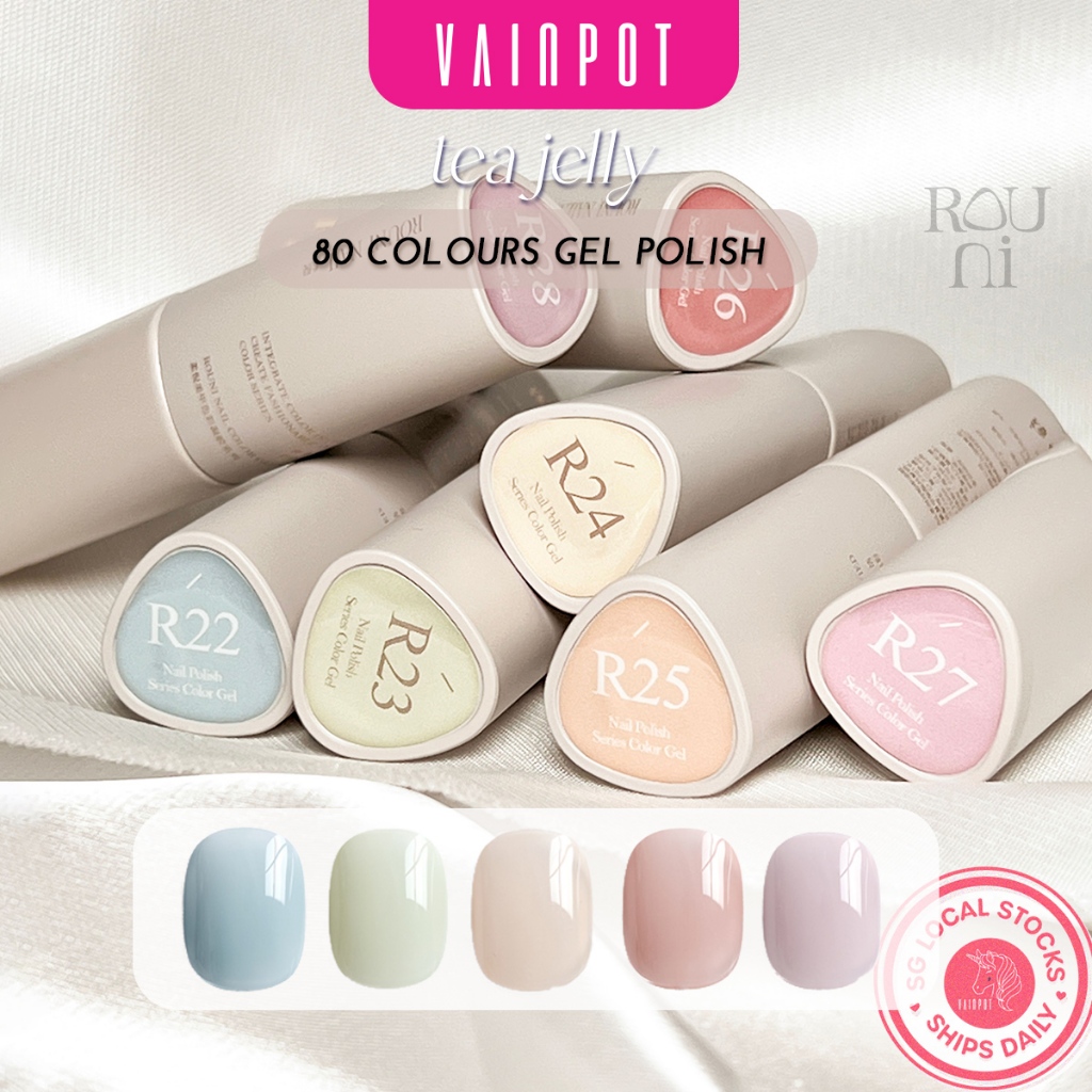 【Vainpot-SG】ROU NI Tea Jelly Collection 80 Colours Gel Polish - Semi Translucent Gel | Shopee ...