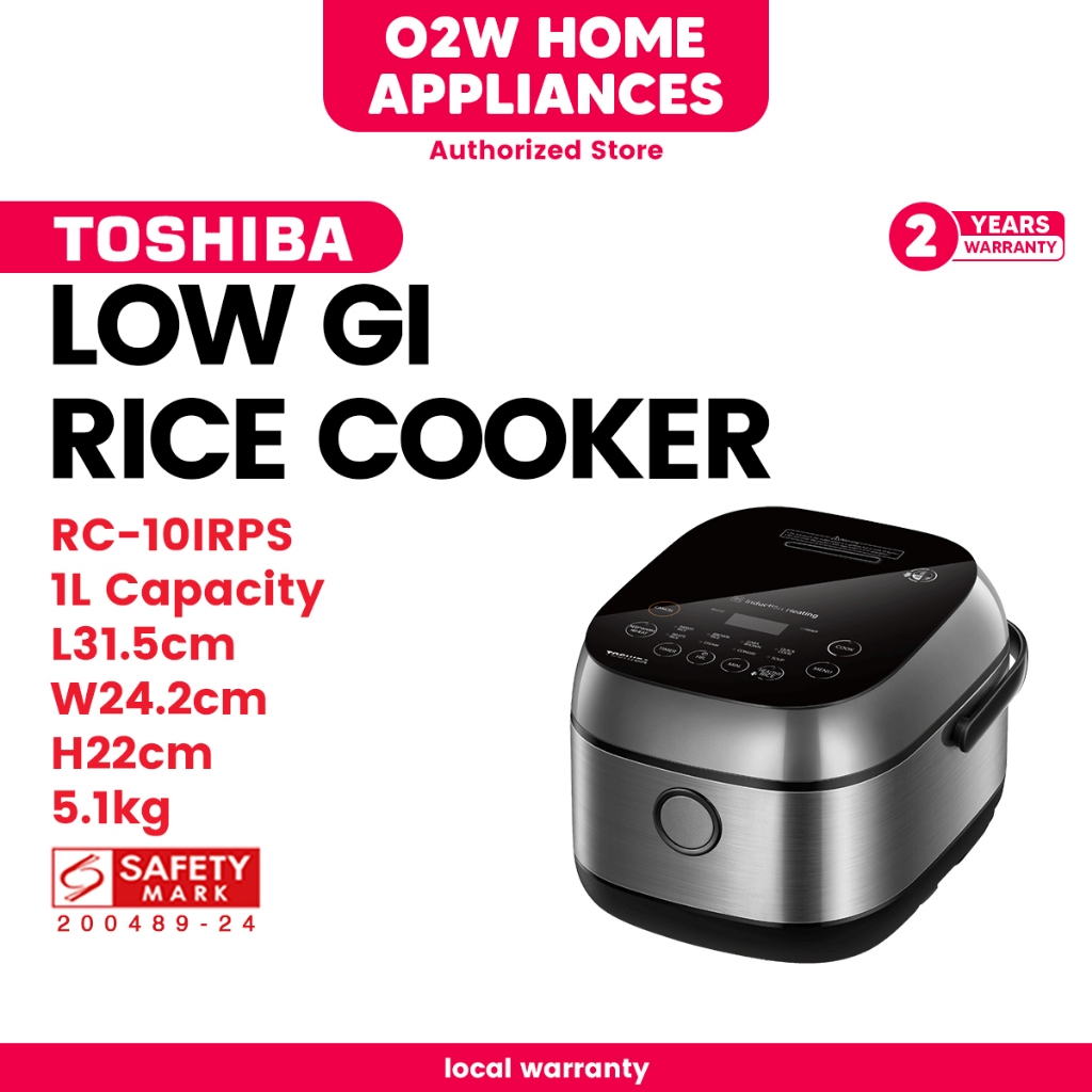 Toshiba RC-10IRPS 1L Low GI Rice Cooker with Binchotan PFA Non-Stick ...