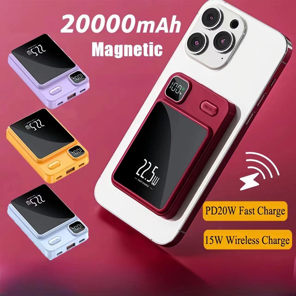 Magnetic Power Bank 20000mAh Fast Charging PD20W 22.5W Wireless ...
