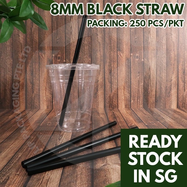Black Straw (250pcs)(8mmØ) / Drinks Straws / Disposable Plastic Straw ...