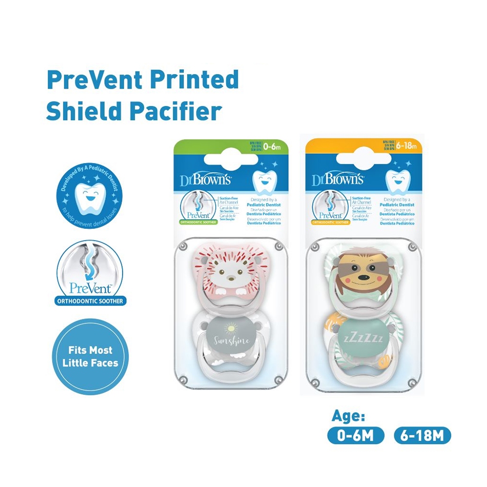 Dr Brown's Prevent Printed Shield Pacifier (2pcs) | Shopee Singapore