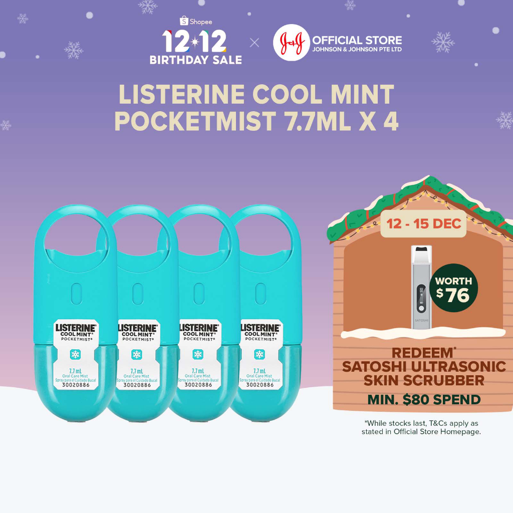 [Bundle of 4] Listerine PocketMist Cool Mint 7.7ml, Kills 99.9% Bad ...