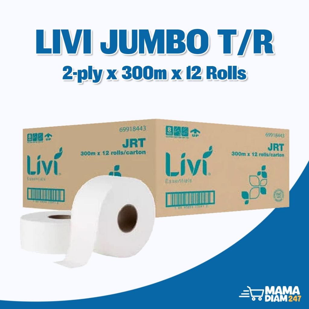 Livi 2ply JRT Jumbo Toilet Roll 300m, Carton of 12 Rolls | Shopee Singapore