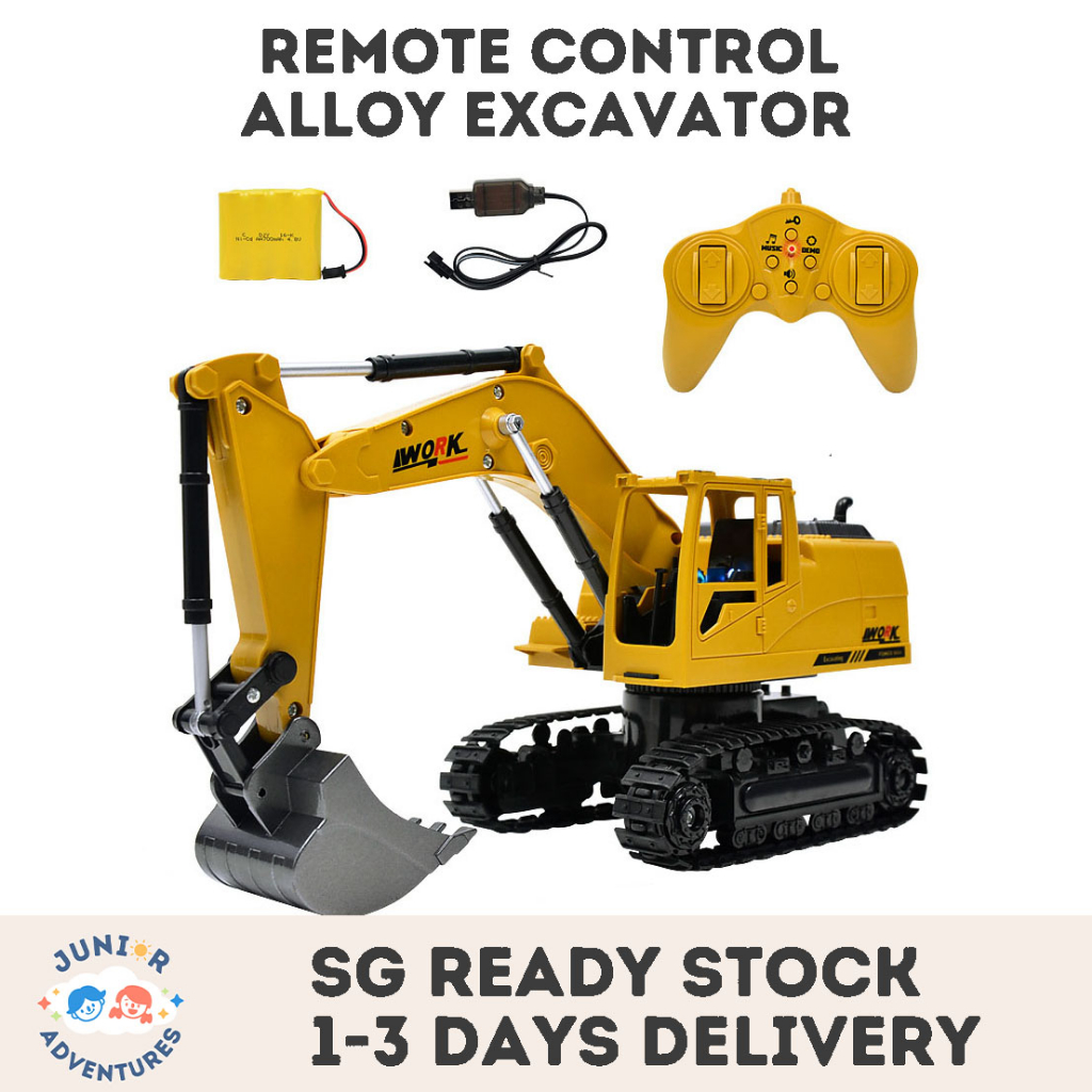 Kids Excavator Toy Remote Control Digger RC Excavator Vehicle Toy Boys ...